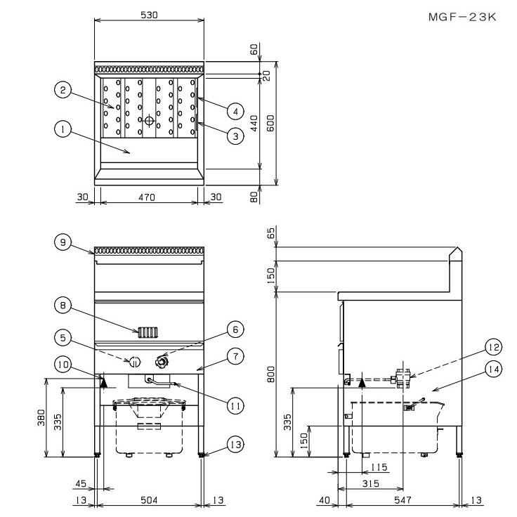 マルゼン（厨房機器） MGF-23K 都市ガス LPガス プロパンガス マルゼン 業務用 ガスフライヤー 1槽式 23L 幅530×奥行600×高さ800 バック150 新品 : みち商店 ...