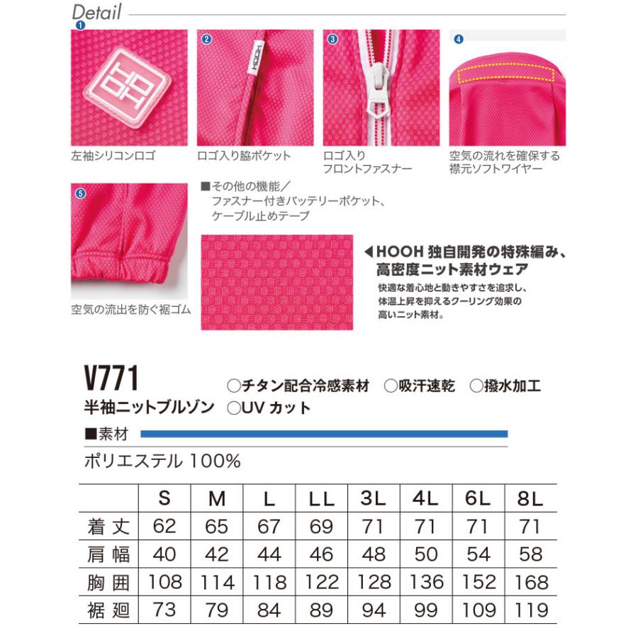 HOOH ファン付き作業着 快適ウェア 村上被服 半袖ニットブルゾン(ファンなし) V771 サイズ6L・8L : 空調服・ファン付き作業着専門店ミチオショップ - 通販 - Yahoo!ショッピング