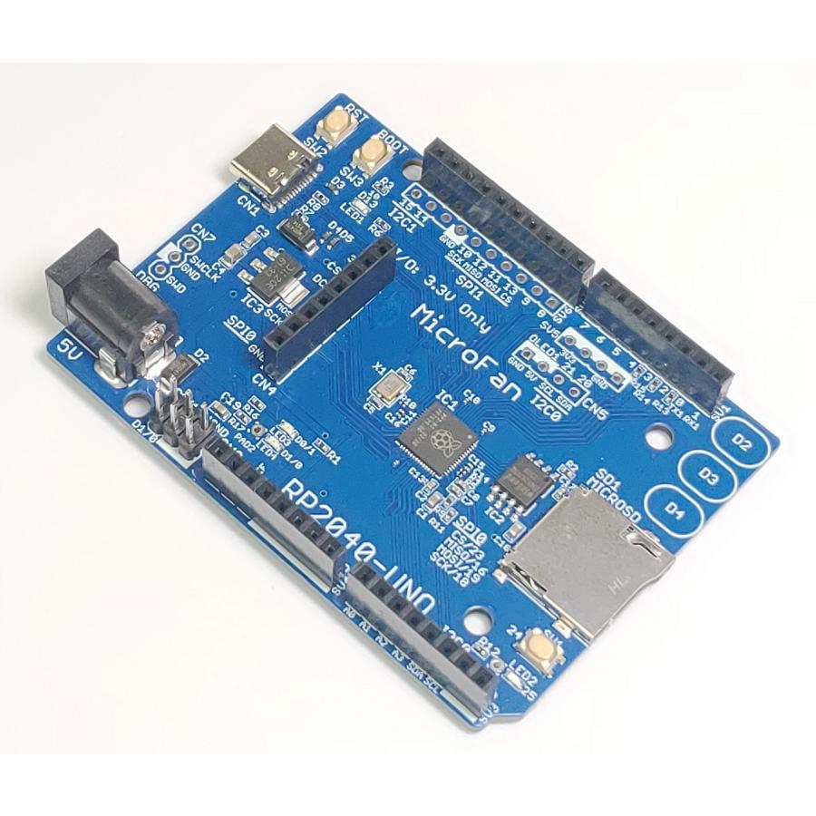 RP2040-UNO-R2 (RP2040, Dual ARM Cortex-M0+ 16MB Flash) 開発ボード MICROSDソケット USB Type-C コネクタ : マイクロ ...