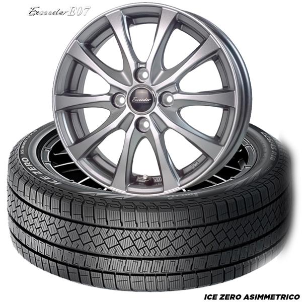 シュレッドレディ ピレリ ICE ZERO ASIMMETRICO & Exceeder E07｜185/60R15 88H XL｜スタッドレスタイヤ ホイール〈4H〉｜4本セット : 緑 ...
