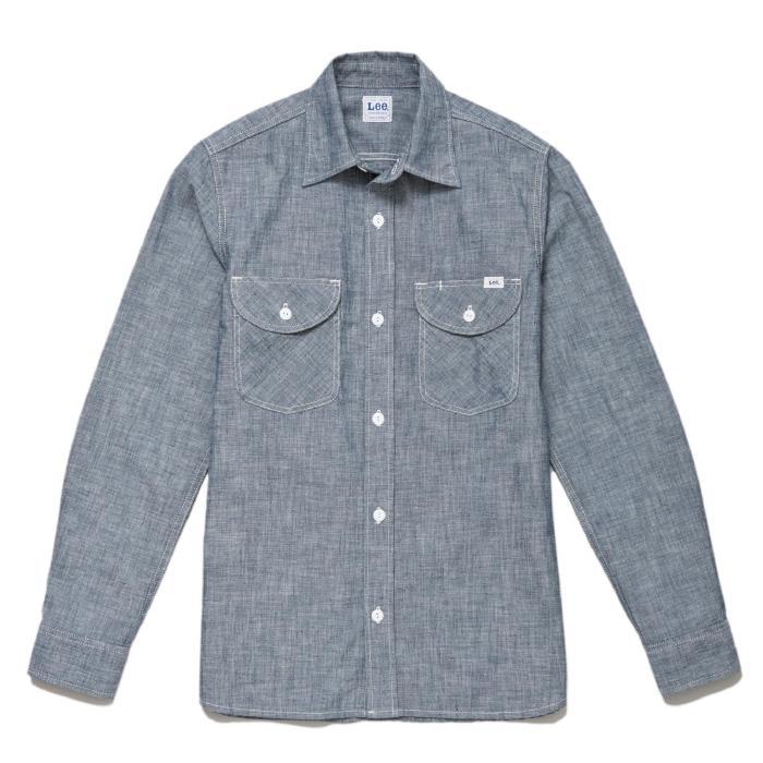ボンマックス（BONMAX） BONMAX/リー Lee 作業服 メンズ シャンブレー長袖シャツ LCS46003シリーズ ブルー ホワイト ...