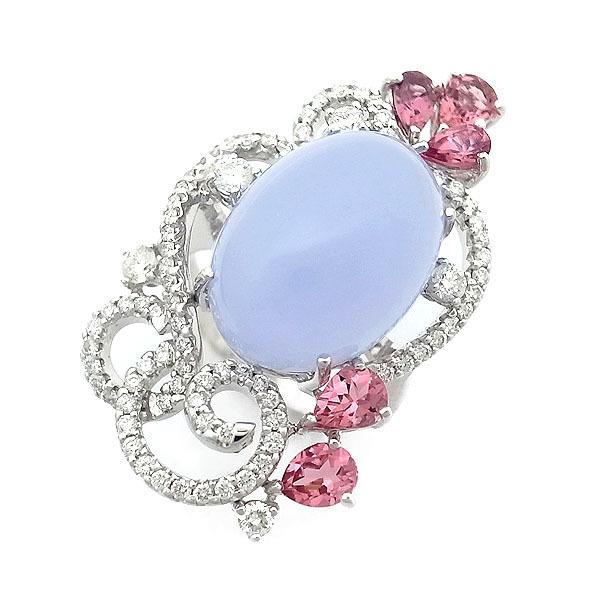 【緑屋質屋】アンソニー ボンジャ(Anthony Bonja) ブルーカルセドニー リング ダイヤ入り K18WG【中古】 :5005599 ...