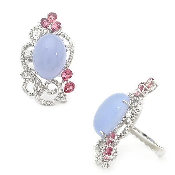 【緑屋質屋】アンソニー ボンジャ(Anthony Bonja) ブルーカルセドニー リング ダイヤ入り K18WG【中古】 :5005599 ...