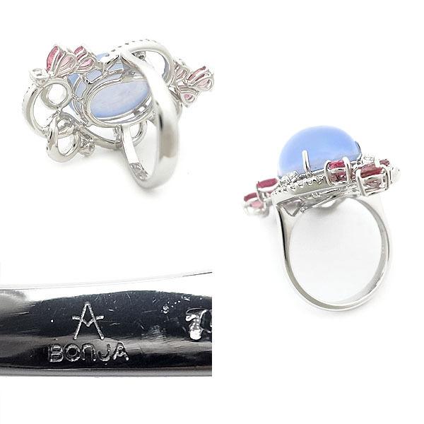 【緑屋質屋】アンソニー ボンジャ(Anthony Bonja) ブルーカルセドニー リング ダイヤ入り K18WG【中古】 :5005599 ...