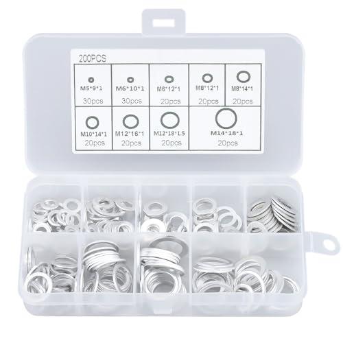 Glvanerワッシャー 平座金 アルミニウム製 フラットワッシャー パッキン オイルドレンパッキン 9種類 200個セット 耐熱 ワッシャーオ : みはるショップ - 通販 - Yahoo ...