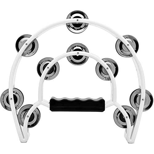 2列タンバリン、マスファニー 金属製の鐘 手持ちの打楽器 ハンドベルは、子供や大人の音楽初心者のための素晴らしい楽器の贈り物です 白 : みはるショップ - 通販 - Yahoo!ショッピング