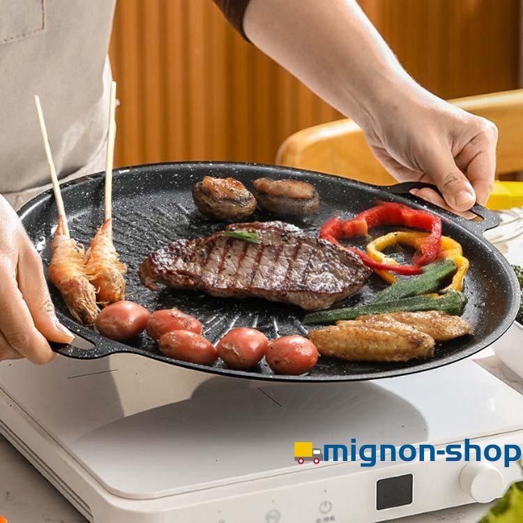 パン プレート IH対応 焼肉プレート フライパン 鍋 直火 BBQ 特殊コーティング 取っ手 アウトドア 麦飯石 ステーキ ハンバーグ 焼肉 : ミニョンショップ - 通販 - Yahoo ...
