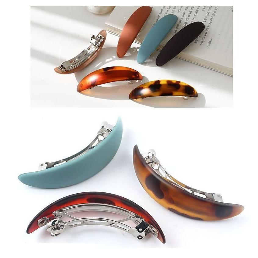 バレッタ ヘアクリップ 髪留め レディース ヘアアクセサリー まとめ髪 艶消し マット ヒョウ柄 シンプル ヘアアレンジ 無地 単色 三日月型 くすみ :acc-32778:おとりよせ.com ...