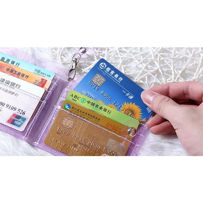 カードケース カード入れ 二つ折り ストラップ付き 首掛け レディース 女性 女の子 6枚収納 お札入れ ミニ財布 ラメ 透明 スケルトン ボタン コ :zak-66228:おとりよせ.com ...