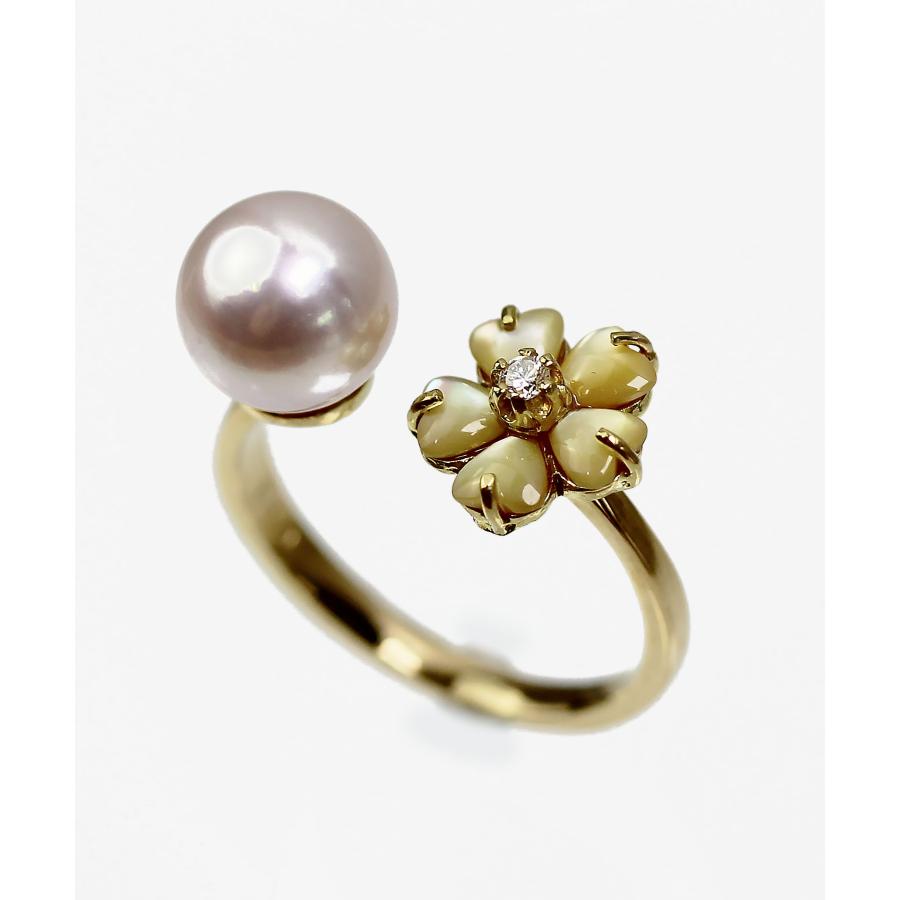 K18 8mmアコやパール シェル ダイヤD0.03 リング#11(2115) : 美宝ジュエリー - 通販 - Yahoo!ショッピング