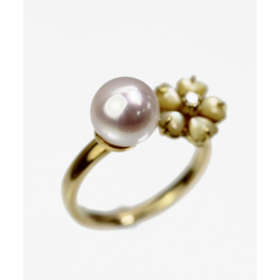 K18 8mmアコやパール シェル ダイヤD0.03 リング#11(2115) : 美宝ジュエリー - 通販 - Yahoo!ショッピング