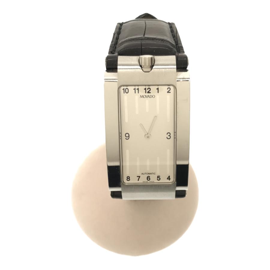 質屋 モバード MOVADO 84 D5 1481 腕時計 自動巻き 革ベルト シルバー色文字盤 AT SS サファイアクリスタル M1355 ...