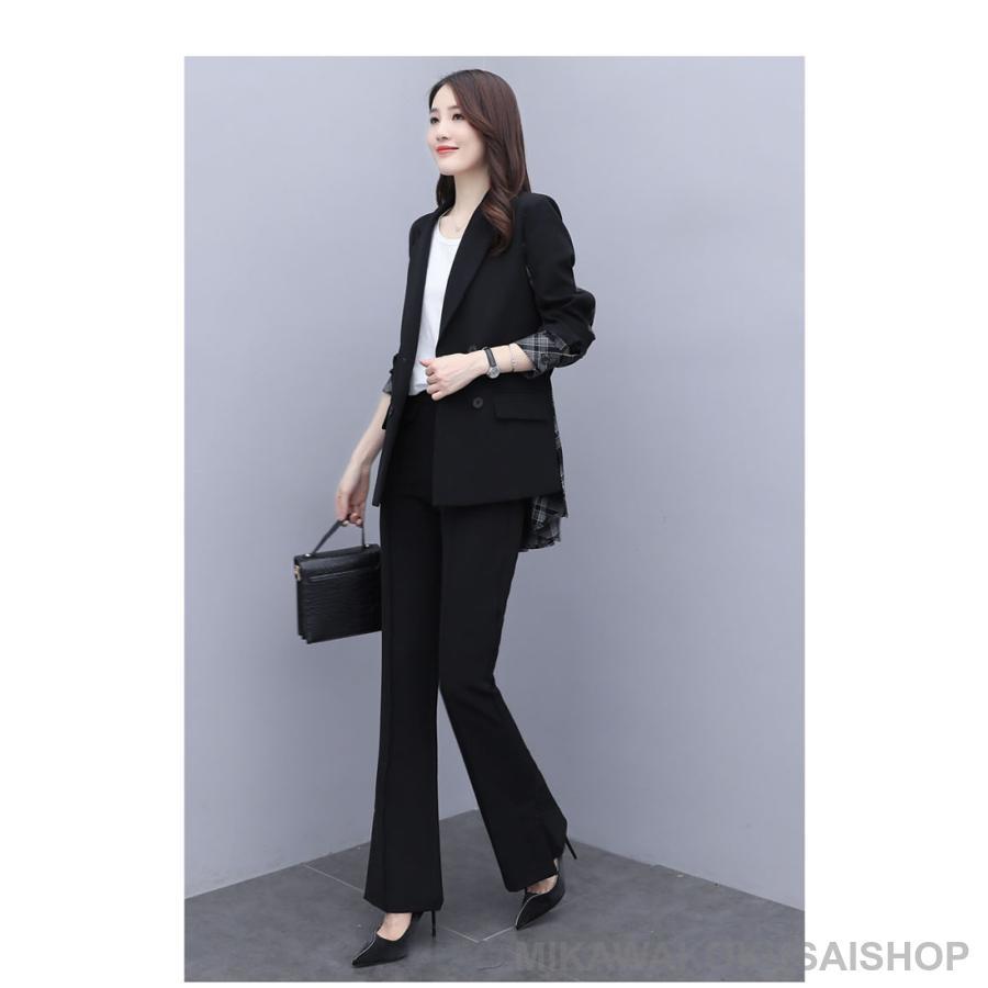 ブランド登録なし パンツスーツ セットアップ レディース 上下セット スーツジャケット 2点セット チェック柄 オフィス ビジネス 通勤 OL お呼ばれ 入園式 入学式 : 三川国際ショップ ...