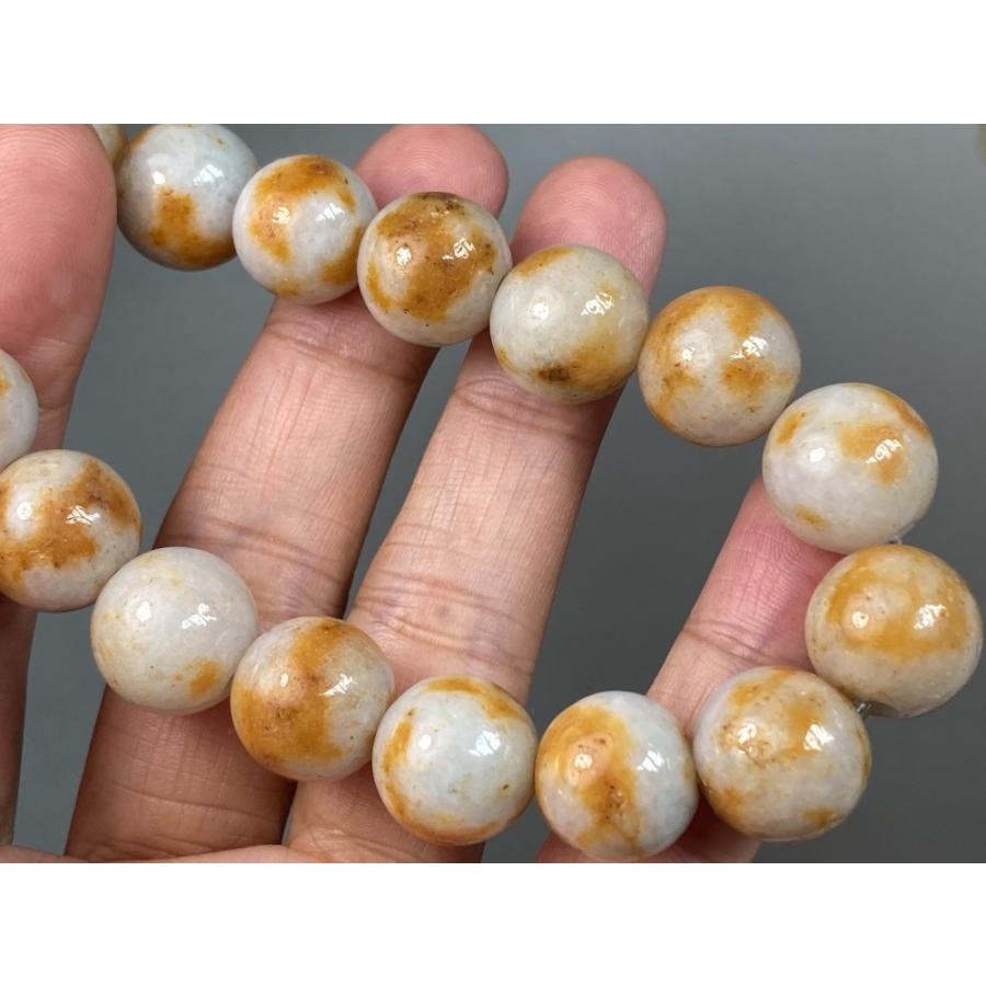B23-49 美品 洒金 13.3mm ミャンマー産 天然 黄翡翠 本翡翠 ブレスレット : Mika-Jewelry - 通販 - Yahoo!ショッピング