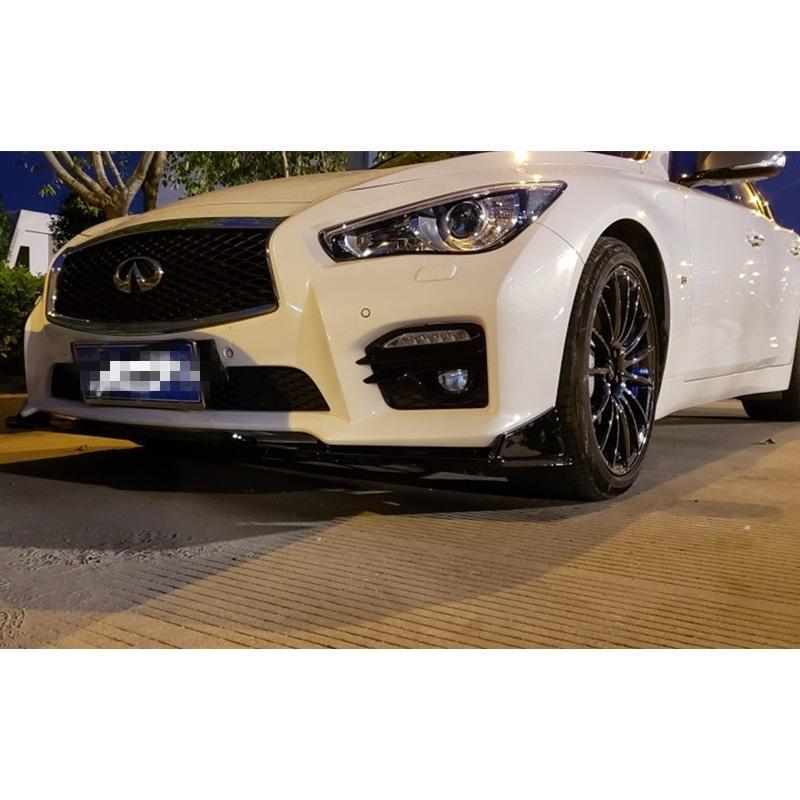 日産 スカイライン V37 Q50 前期 セダン 200GT-t Type P フロント リップ スポイラー 3PCS PU 素地 未塗装 マットブラック 2014-2017 : 生活屋一号 ...