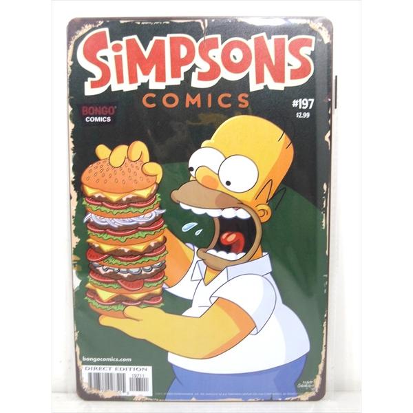 【ブリキ看板/tin plate】The Simpsons SiMPSONS COMICS ホーマーとバーガー 表紙柄 ブリキプレート ティンプレート ティンパネル ザ・シンプソンズ アメ雑 ...