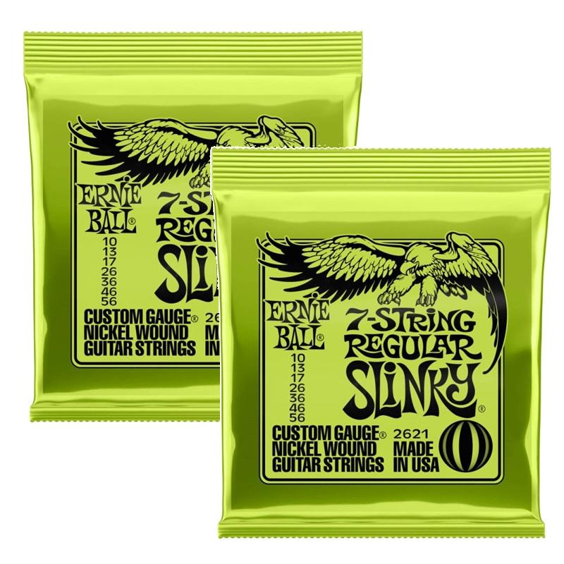 2セット販売 》ERNIE BALL 2621 Regular Slinky Nickel Wound 7-String Electric Guitar Strings 10-56 Gauge ...