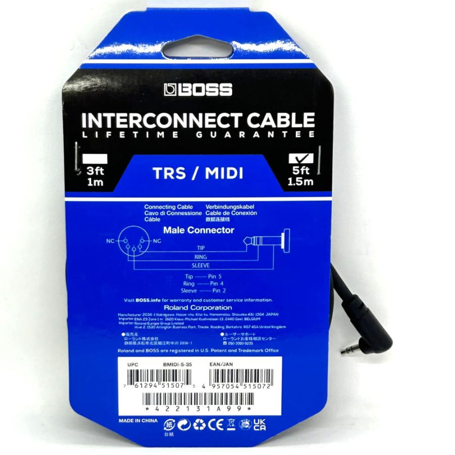 《アウトレット品》 BOSS 3.5mm ステレオ BMIDI-5-35 TRS/MIDI cable ミニ コネクター と 5ピン MIDIコネクター 変換ケーブル 《ポスト投函 ゆう ...