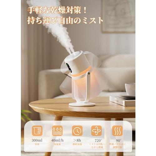 【ネット限定】卓上 小型 加湿器【2025新モデル・多機能加湿器】超音波式 ダブル噴霧 抗菌 90°回転ミスト 25dB静音 : MikuRokoShop - 通販 - Yahoo!ショッピング