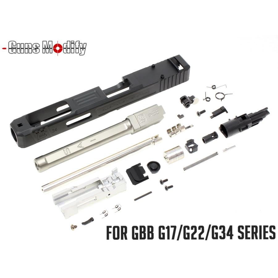 GM0340 Guns Modify G34 SA CNC Tier 1 RMR アルミスライド ボックスフルート ステンアウターバレル w/ブローバックエンジンフルセット ...