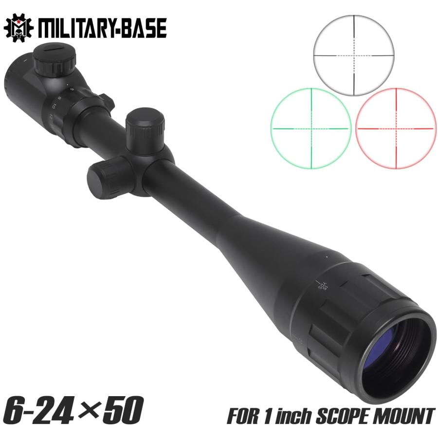 OHT-SCP-005 MILITARY BASE 6-24×50MD+AO+EG イルミネーション ライフルスコープ 1インチボディ ...