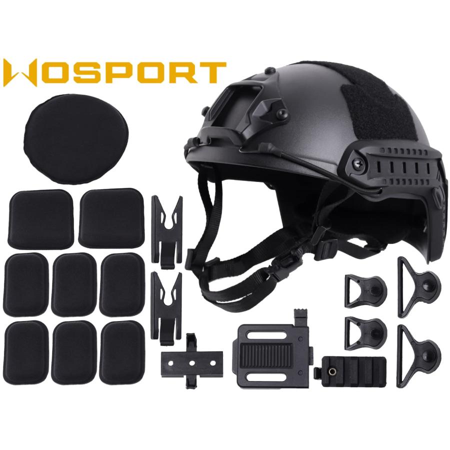 WO-HLM-006B WoSporT FAST MHタイプ ヘルメット スタンダードバージョン M-SIZE BK : MILITARY ...