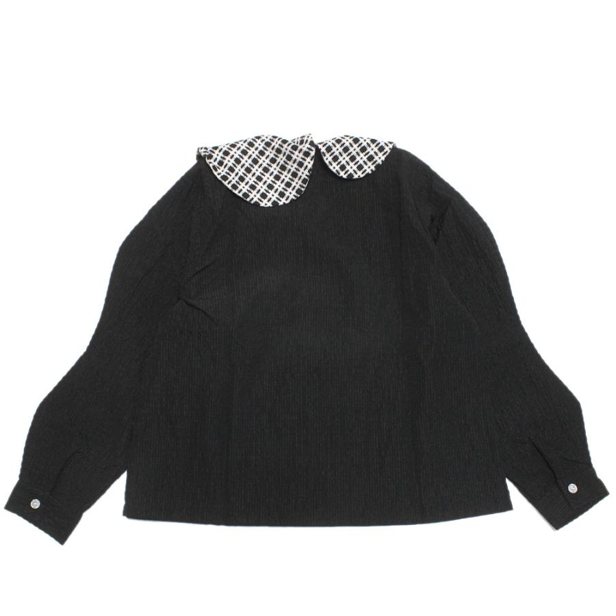 シャツ・ブラウス "ユニカ" 子供服 ウェービースリーブシルバーラインシャツ ブラック(4) : uni2430601-01-6300 ...