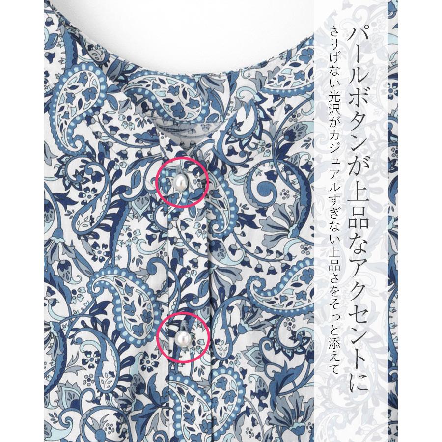 mimigrant ブラウス 2WAYブラウス パフスリーブ ペイズリー きれいめ 30代 40代 50代 着やせ 上品 大きいサイズ トールサイズあり tp013-0004 半袖 五分袖 ...