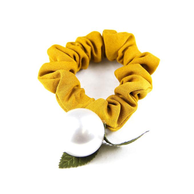 ヘアアクセサリー シュシュ ヘアゴム 大粒パール リーフ ヘアアレンジ マスタード ポイント消化 mimosa : mimosa - 通販 - Yahoo!ショッピング