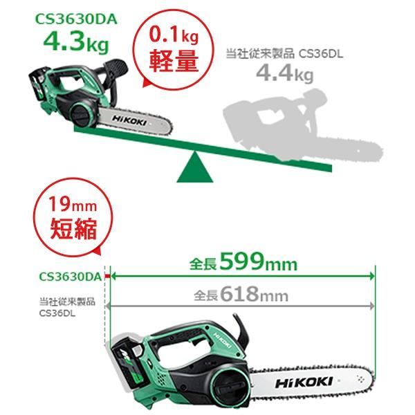 HiKOKI 36Vコードレスチェンソー CS3630DA(XP) (36Vバッテリー1個＋充電器付き) [バッテリー 電動 チェーンソー ...
