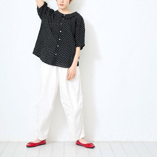 NARU / ナル 80ローンリップルシンプルドット ワイドカラーシャツ 662830 ナルファクトリー 綿100% 半袖 ブラウス 水玉 2025夏 : minatogawaradio ...