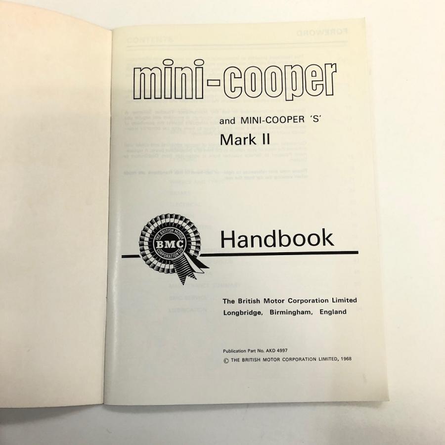 現品 MINI COOPER and MINI S MK2 HANDBOOK : ミニマルヤマ - 通販 - Yahoo!ショッピング