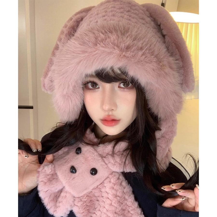 miniministore マフラー帽子うさぎ耳 ファー帽子ボア帽子 miniministore マフラー帽子うさぎ耳 ファー帽子ボア帽子