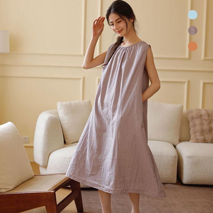 湯上がりガーゼワンピース ダブルガーゼ 湯上がりワンピース 袖なし ガーゼ ルームウェア レディース パジャマ ルームワンピース ポケットあり 綿 コ : minoakaYahoo!店 ...