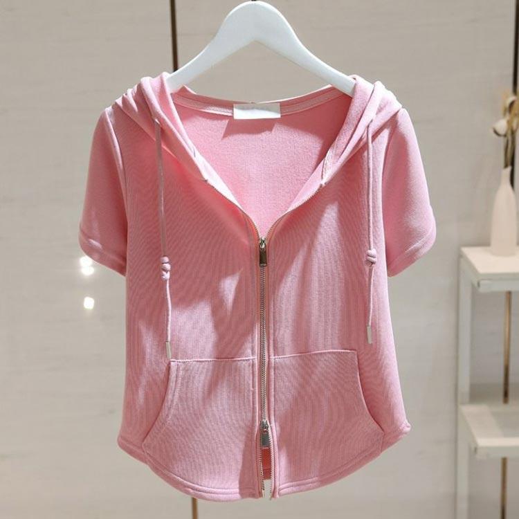 半袖 ジップパーカー フード付きtシャツ レディース おしゃれ 半袖tシャツ 薄手 tシャツ 羽織り ジップアップ ジップアップパーカー 半袖カットソ : minoakaYahoo!店 ...