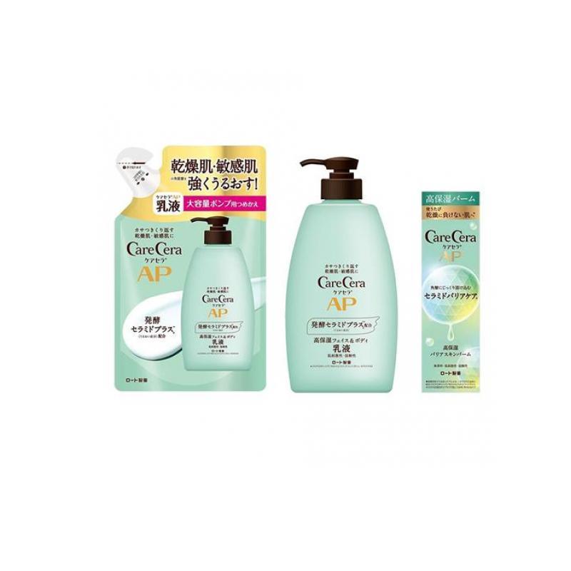 ロート製薬 ケアセラ APフェイス＆ボディ乳液 詰め替え用 大容量 370mL&ポンプ 400mL＆高保湿バリアスキンバーム24g (1個) : みんなのお薬バリュープライス - 通販 ...