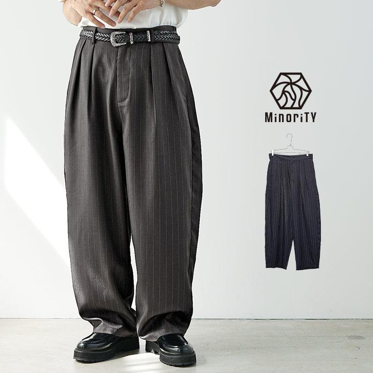 MinoriTY スラックス メンズ ワイドパンツ バルーンパンツ きれいめ おしゃれ ストライプ 柄 オフィスカジュアル マイノリティ minority : MinoriTY Yahoo!店 ...
