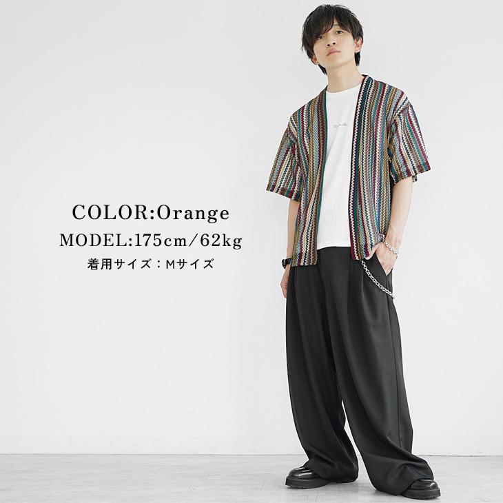 MinoriTY カーディガン メンズ 半袖 透かし編み アンサンブル レイヤード おしゃれ カジュアル カラフル シアー マイノリティ minority : MinoriTY Yahoo!店 ...