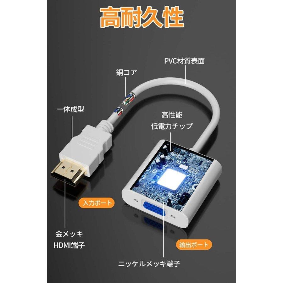 HDMI VGA 変換アダプター ホワイト hdmi vga変換ケーブル D SUB 15ピンHDMI オス to メス 1080P 高 ...