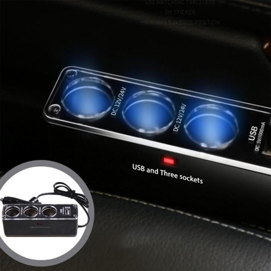 【24v12v対応】高品質 シガーソケット増設 3連＋USB1ポート ヒューズ使用 安心構造 充電 分配器 充電器 乗用車トラック【2色から選択可能】 :24v12vok-sin3p:えぶり ...