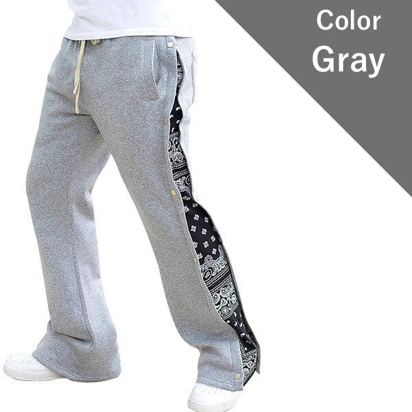 即納 切り替え スウェットパンツ ペイズリー柄 メンズ ワイドパンツ