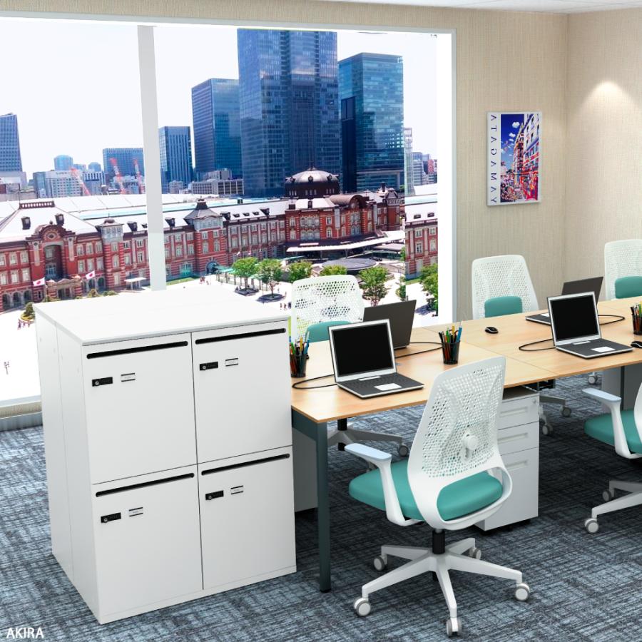 家具のAKIRA オフィスロッカー パーソナルロッカー 9人用 ダイヤル式 スチール 幅80cm 奥行40cm 高さ110cm ホワイト 白 ...