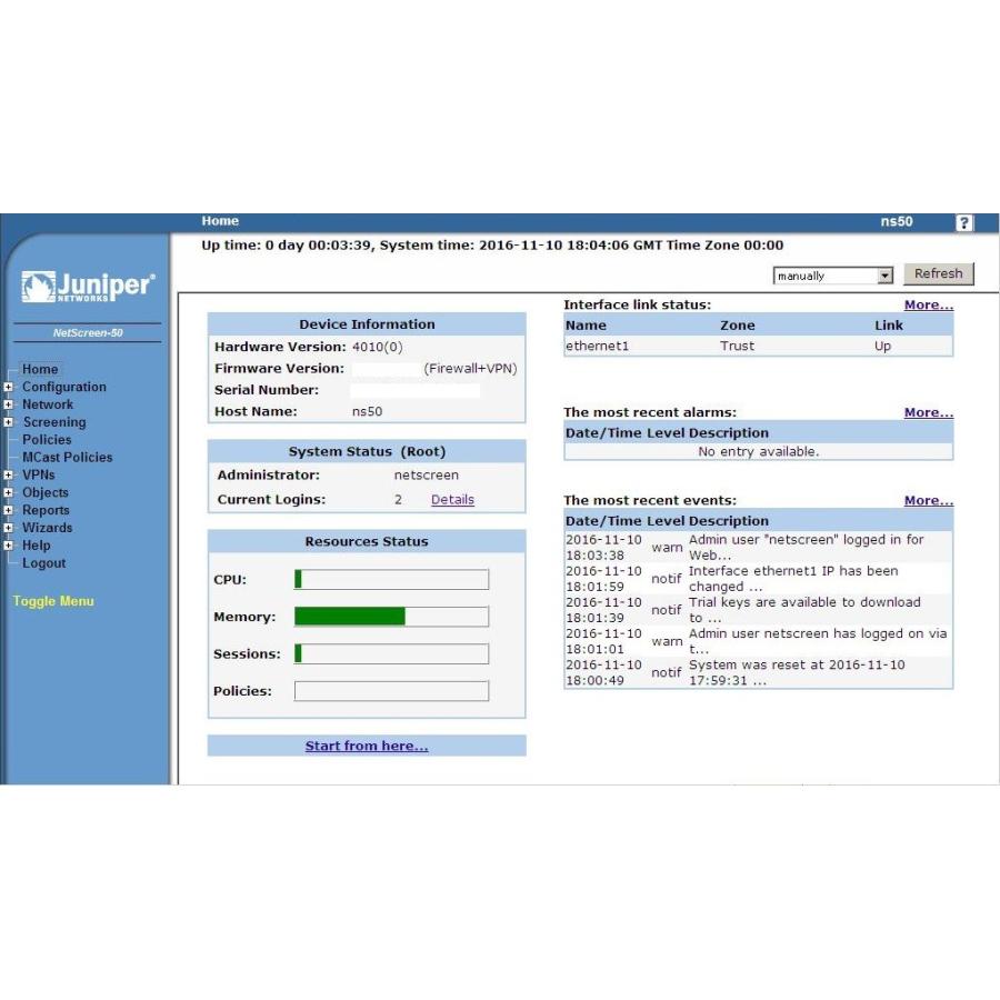 JUNIPER NetScreen-50 ファイアウォール NS-050-007 中古 : ミサオネットワーク・ストア店 - 通販 - Yahoo!ショッピング