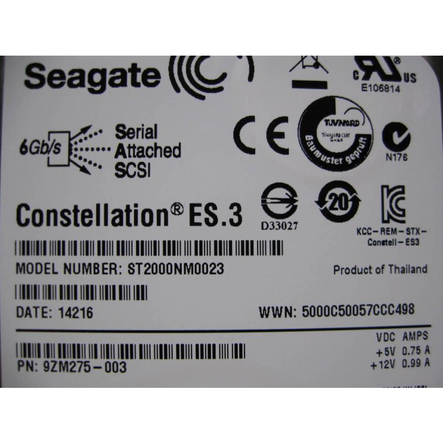 SEAGATE ST2000NM0023 2TB SAS2.0 7200rpm 128MB 3.5型 内蔵HDD 中古 ...