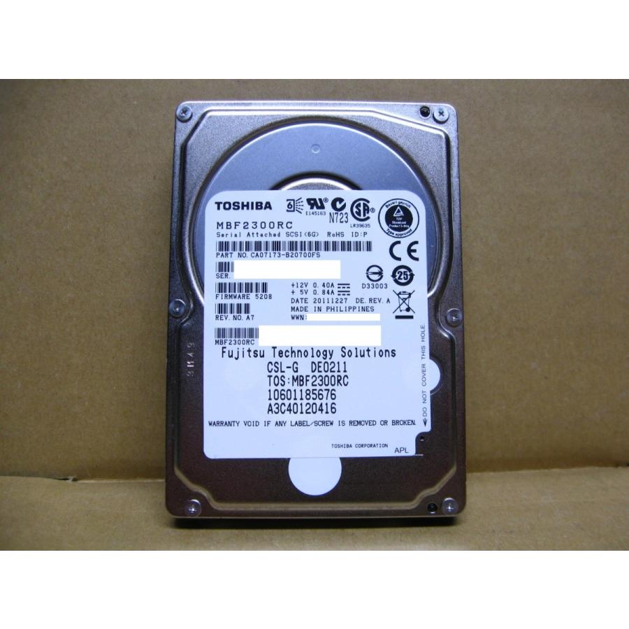 TOSHIBA MBF2300RC 300GB SAS 10krpm 2.5型 内蔵HDD 中古 東芝 : ミサオネットワーク・ストア店 ...