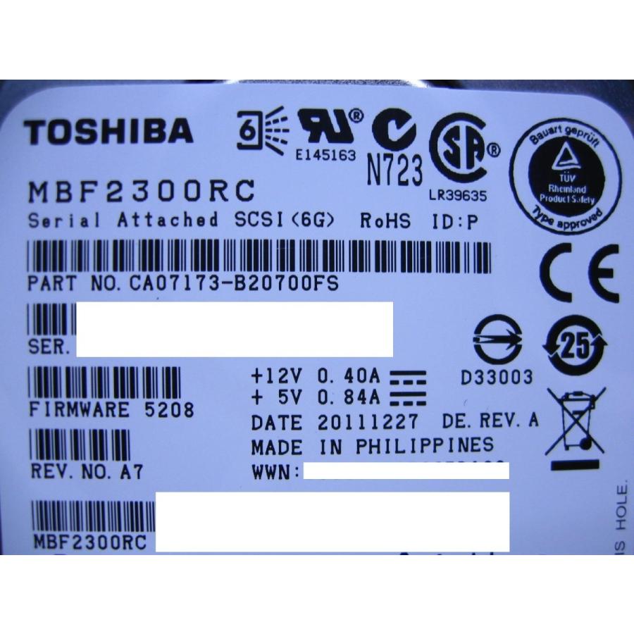 TOSHIBA MBF2300RC 300GB SAS 10krpm 2.5型 内蔵HDD 中古 東芝 : ミサオネットワーク・ストア店 ...