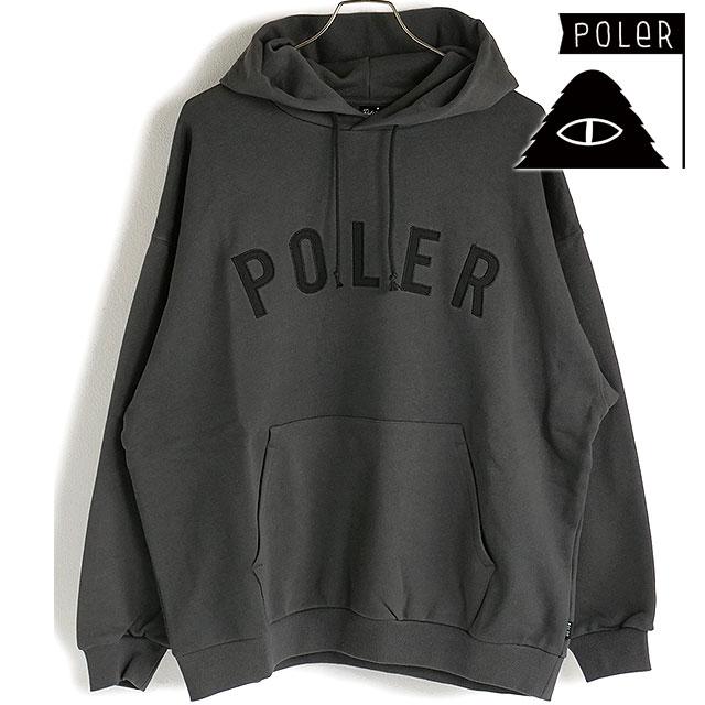 POLeR ポーラー POLER メンズ スウェット プルオーバーパーカー FW22 STATE APPLIQUE HOOD トップス フーディー CHARCOAL GRAY 灰 グレー系 ...