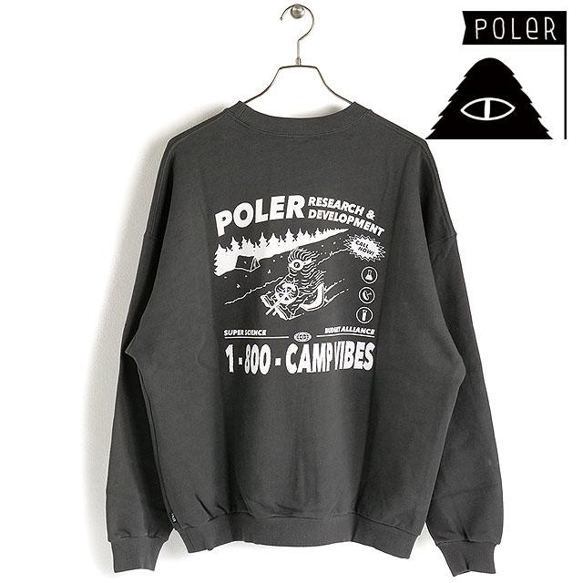 POLeR ポーラー POLER メンズ スウェット クルーネックシャツ FW22 RND SASCLOPS CREW トップス トレーナー CHARCOAL GRAY 灰 グレー系 ...