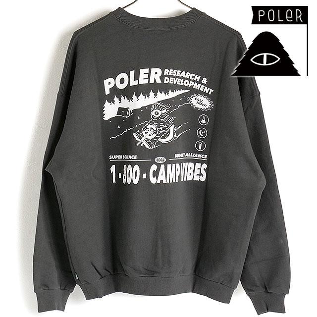 POLeR ポーラー POLER メンズ スウェット クルーネックシャツ FW22 RND SASCLOPS CREW トップス トレーナー CHARCOAL GRAY 灰 グレー系 ...