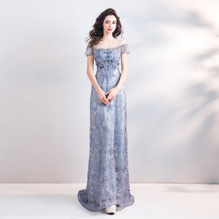 カラードレス 演奏会用ドレス パーティードレス ロングドレス 半袖